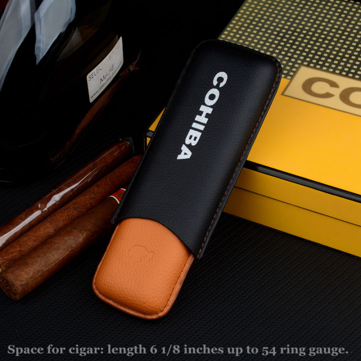 【No-profit】 Classic Cigar Case Cigar Holder Black Travel Humdor Fit 2 ...