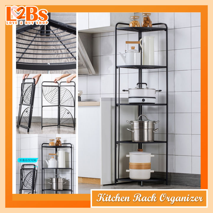Kitchen Rack Organizer Bathroom Kitchen Shelf Space-saving Corner Rack ...