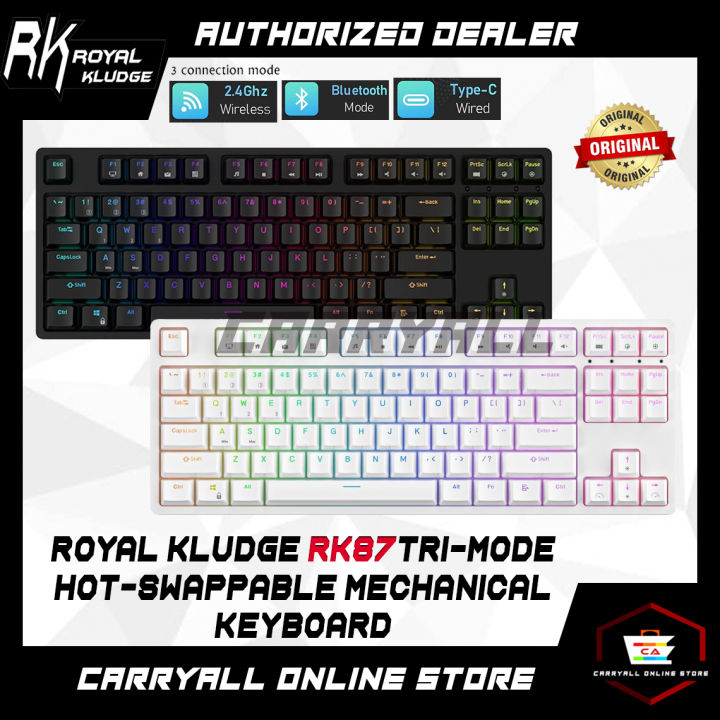 RK Royal Kludge RK87 Tri-Mode 87-Keys TKL Mechanical Gaming Keyboard ...