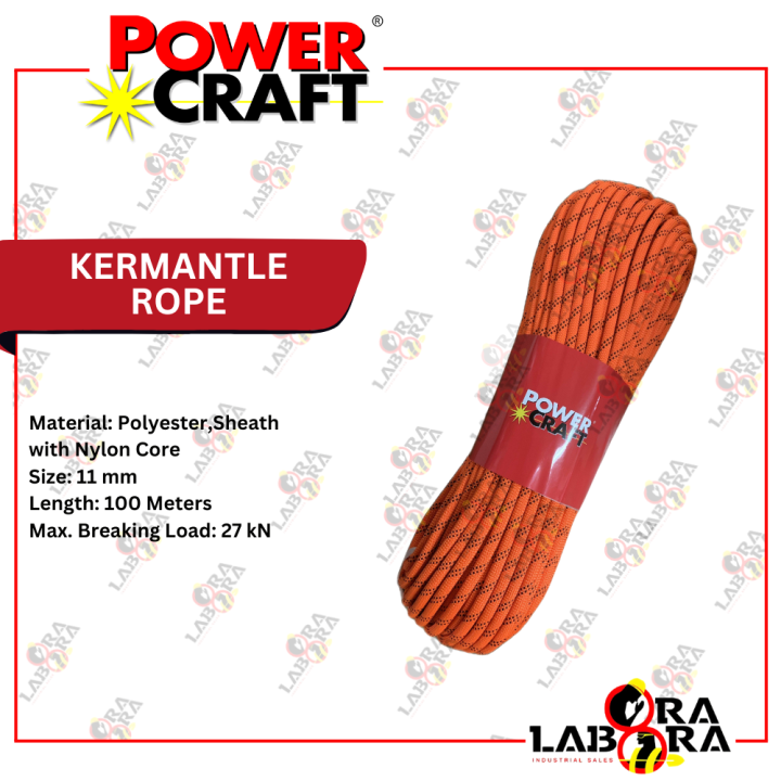 Powercraft Kernmantle/Static Rope 11mm X 100M Orange w/ Black Stripes ...