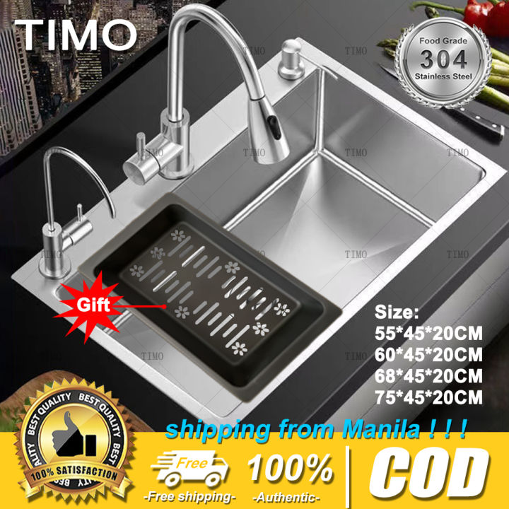 Kitchen sink 304 stainless steel 3.0MM thickness silver large single ...
