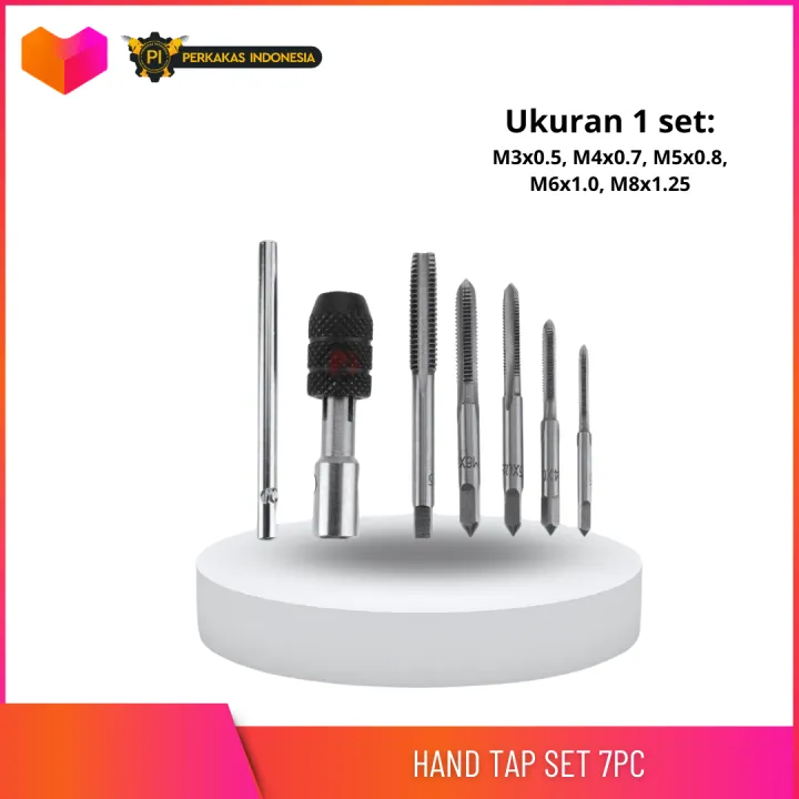 Mata Bor Ulir SET 7pcs HSS Hand Tap Drill 7 pcs Pembuat Drat Baut M3 ...