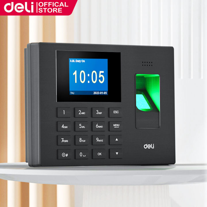 Deli Biometric Fingerprint Attendance Machine Time Recorder Machine Bundy Clock ES151 (Black ...