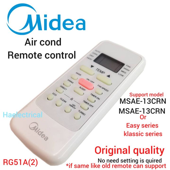 Air Cond Remote Control For MIDEA MSAE-13CRN1 / RG51A(2) | Lazada