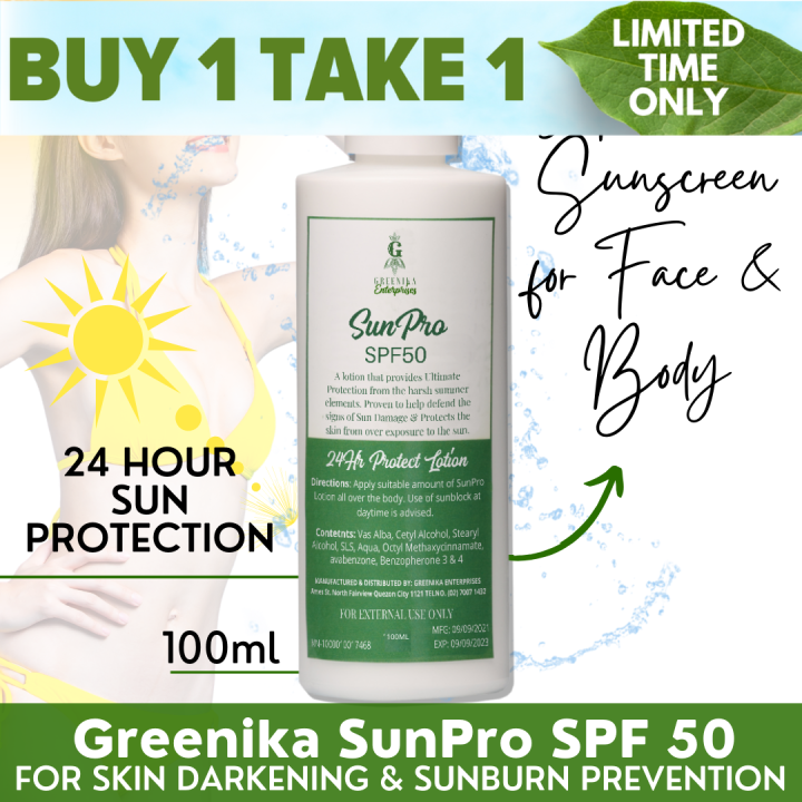 [ BUY 1 TAKE 1 SUNSCREEN SPF 50 FACE & BODY ] Greenika SunPro with SP50 ...