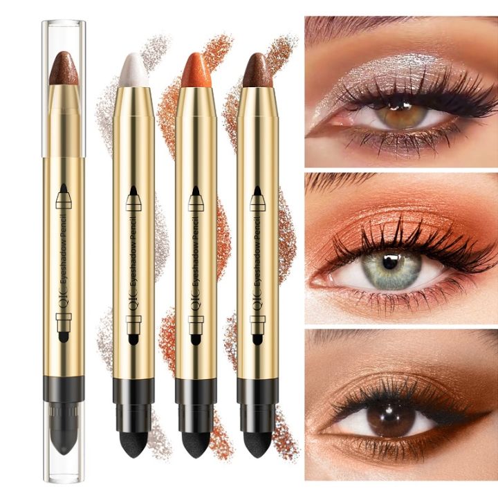 YZS Double Head Metallic Lazy Eyeshadow Stick Shimmer Eyeshadow Pencil ...