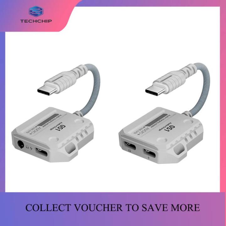 TECHCHIP- GS1 2-In-1 Headphone Converter Type-C Interface Supports 60W Fast Charging for s and ...