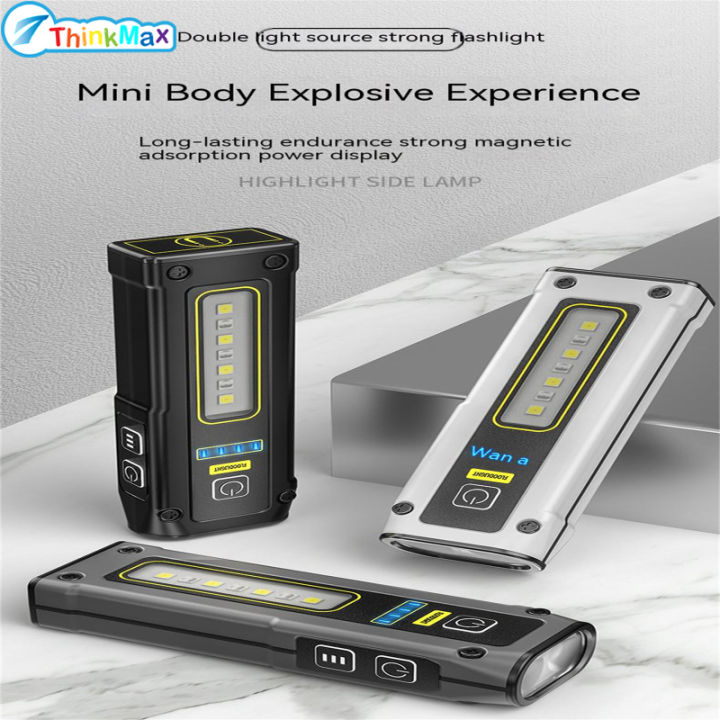 5w Led Mini Flashlight Multi-function Type-c Fast Charging Intelligent Power Display Work Light ...