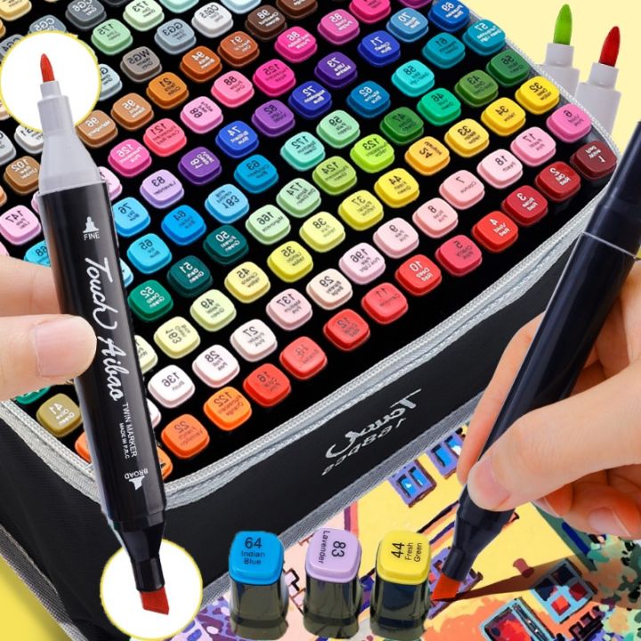 12-60 Colors Oily Art Marker Pen Set, Permanent Sketch Art Markers Pens ...