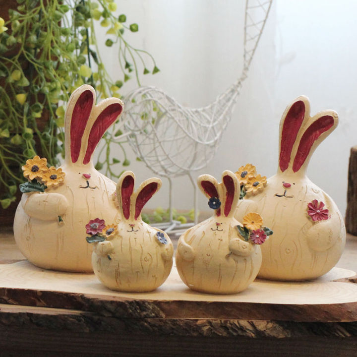 2pcs Creative Home Resin Cute Fat Rabbit Decoration Living Room TV ...