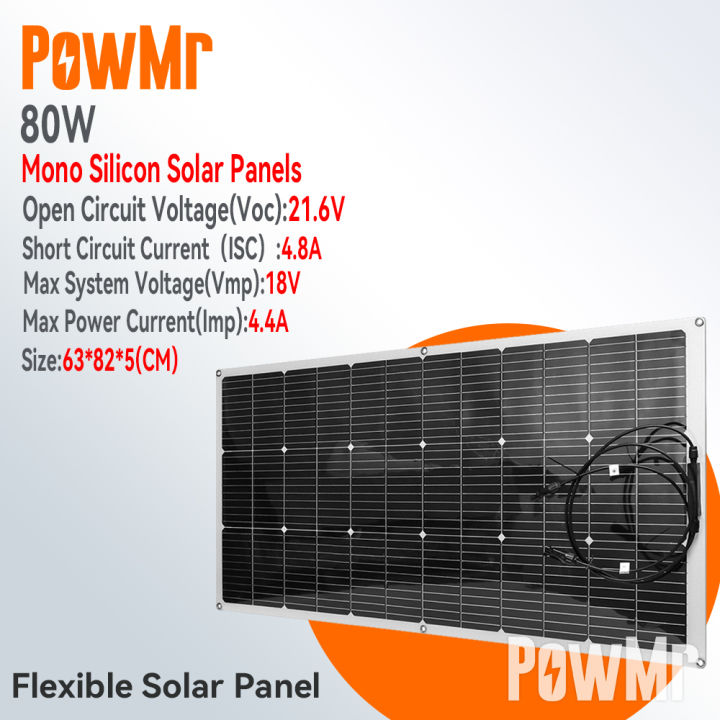 【3 Days Delivery】PowMr 80W 21.6V 4.8A Flexible Solar Panels Best ...