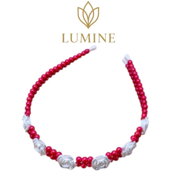 Bando Mutiara Natal Imlek Bunga MERAH PUTIH Rose Flower Pita Ribbon ...