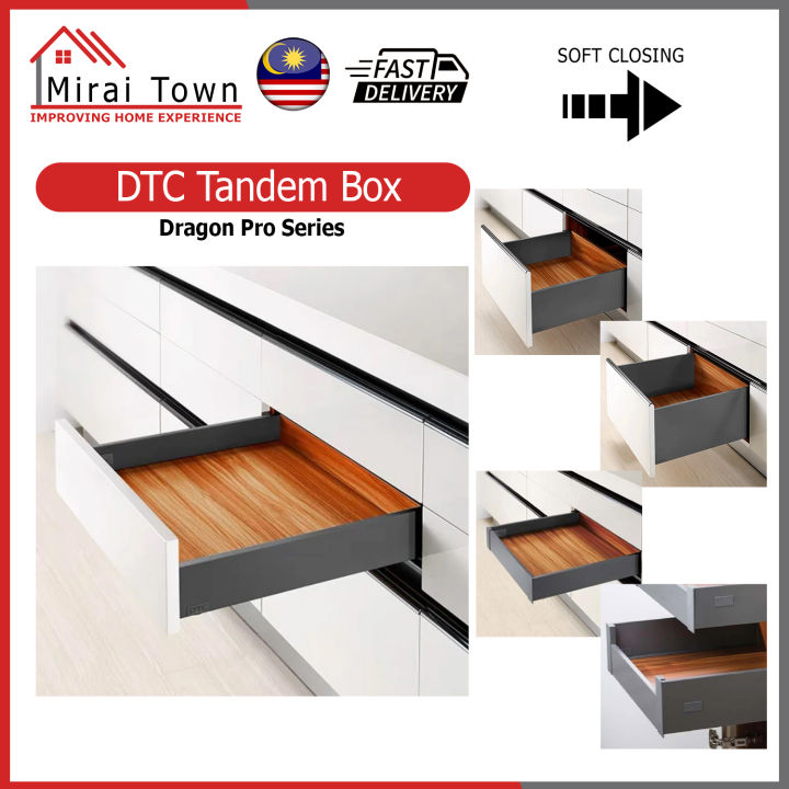 DTC Grey Kitchen Storage Drawer Organiser Tandem Box Dragon Pro Series ...