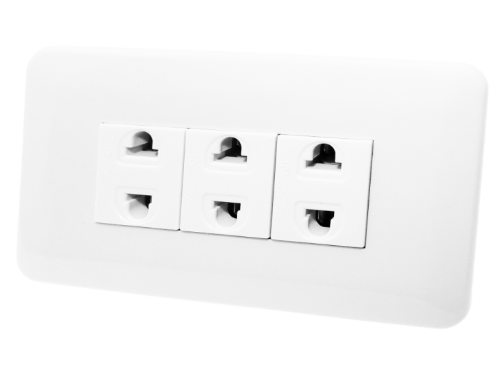 OMNI CS Classic Series Flush Type Universal 3 Gang Outlet in Plate ...