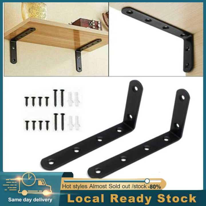 【Local Send Out】4 Pcs Heavy Duty Metal Cast Iron Wall Mounted L Shaped ...