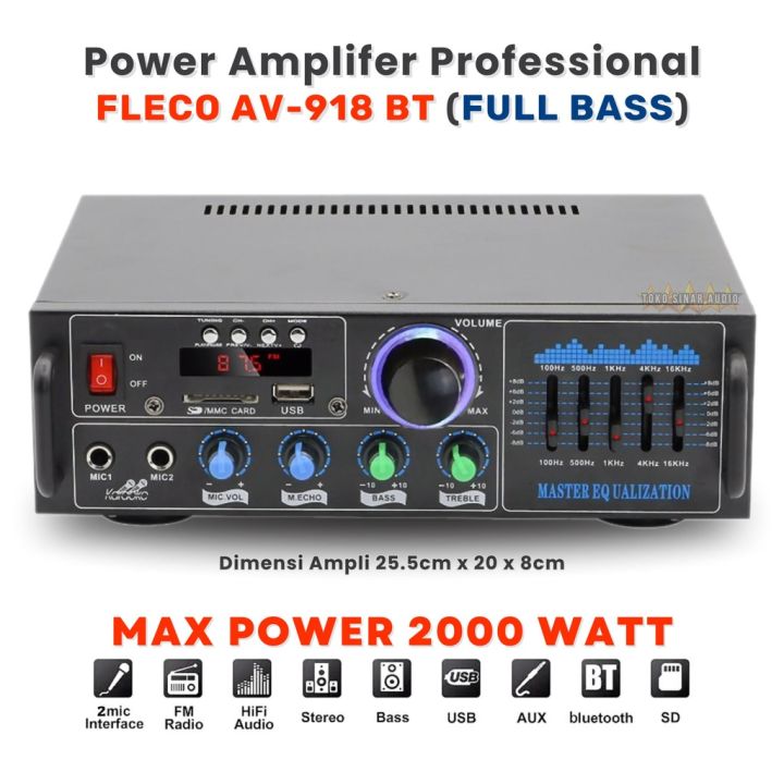 BEST SELLER Amplifier Power 2000 Watt Full Bass Fleco AV-918BT Audio ...