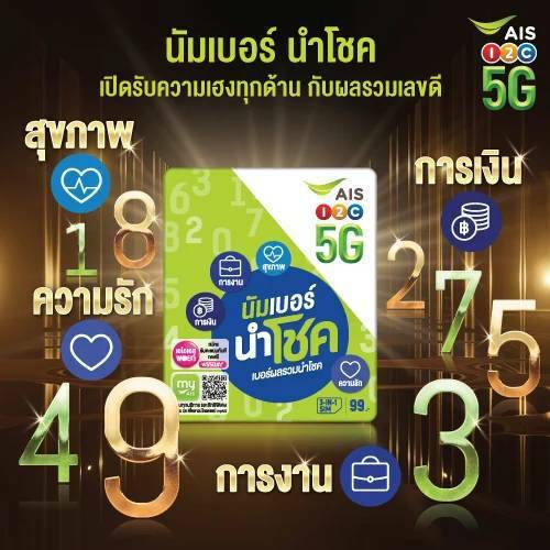 ลดพิเศษ 40%(Ais.1) ซิมนำโชค ผลรวมดี เสริมพลังชีวิต ราคาพิเศษปกติ 99บ. เลือกเบอร์ได้ ระบบเติมเงิน ...
