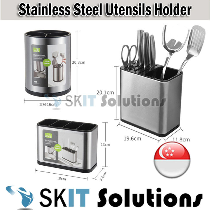 【SKIT SG Seller】Premium Stainless Steel Kitchen Utensil Cutlery Bucket ...