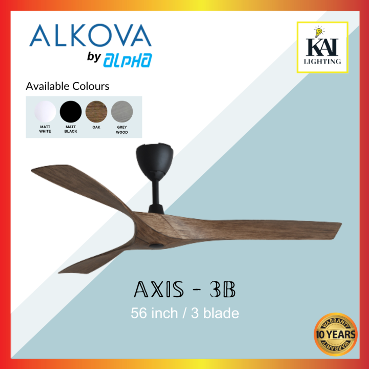 ALPHA Alkova - AXIS 56 Inch DC Motor Ceiling Fan with 3 Blades Designer ...
