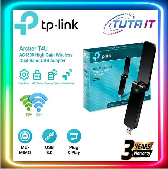TP-LINK Archer T4U AC1300 Wireless Dual Band USB Adapter | Lazada
