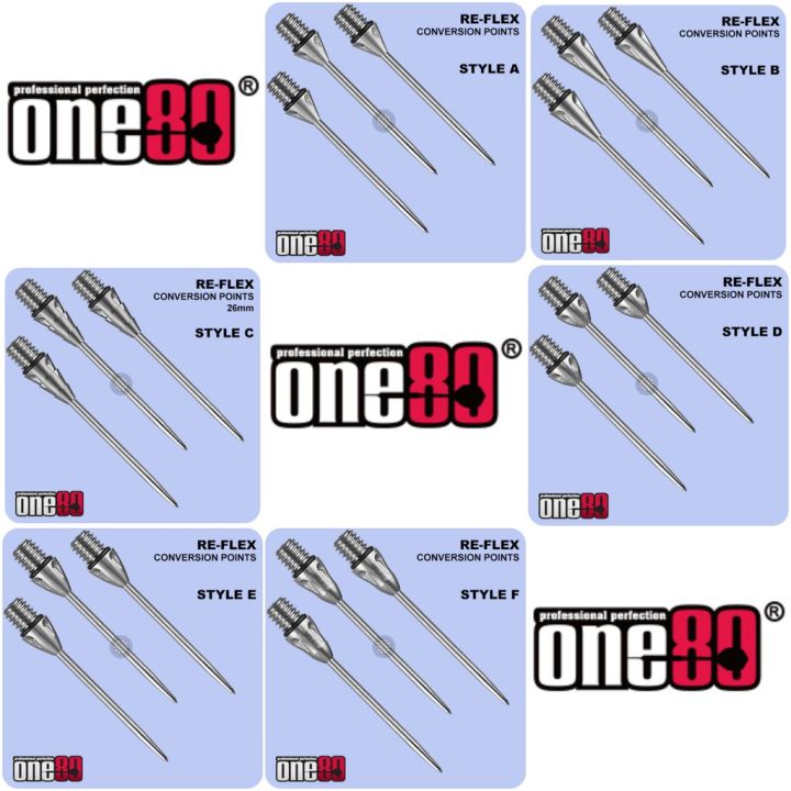 One80 Reflex Conversion Points - 2BA 1.5mm 2.0mm - Turn Soft Tip Darts into Steel Tip point ...