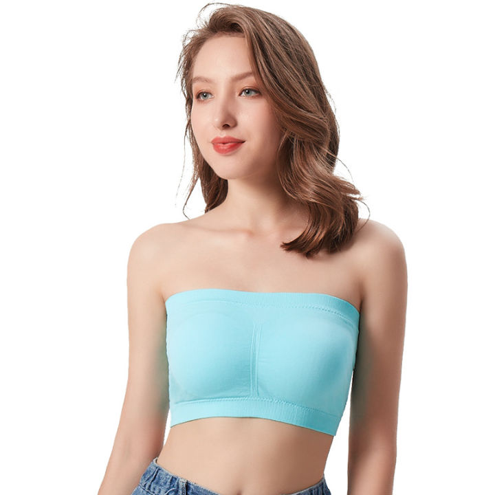 S 6xl 2024 Women Plus Size Strapless Padded Crop Tank Tops Summer