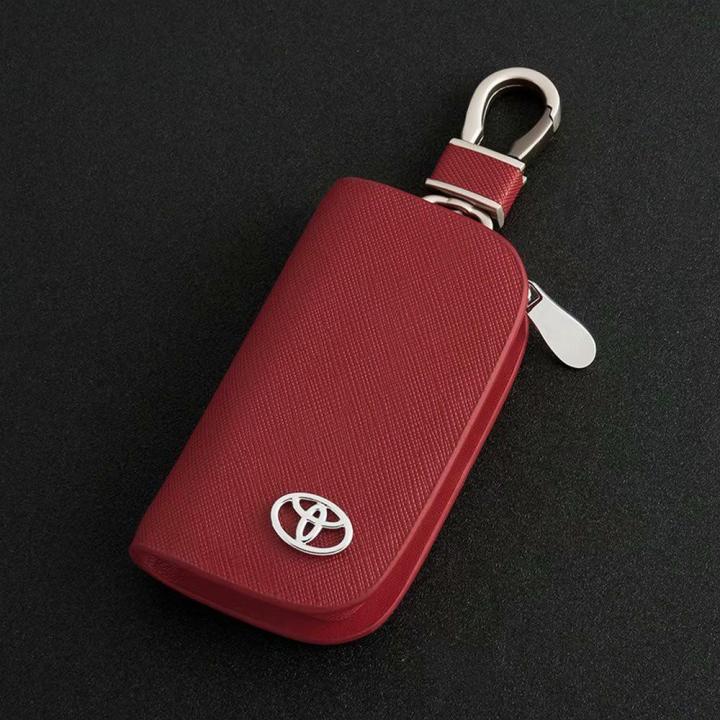 Cross Pattern Leather Car Remote Key Chain Holder Case Bag Wallet Pouch ...