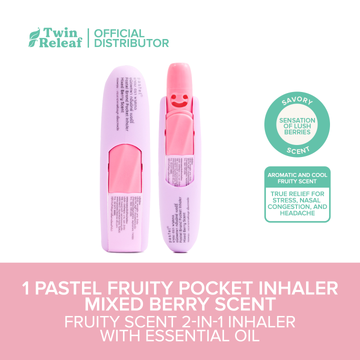 Twin Releaf 2-in-1 Pastel Fruity Mixed Berry Scent Pocket Inhaler ...