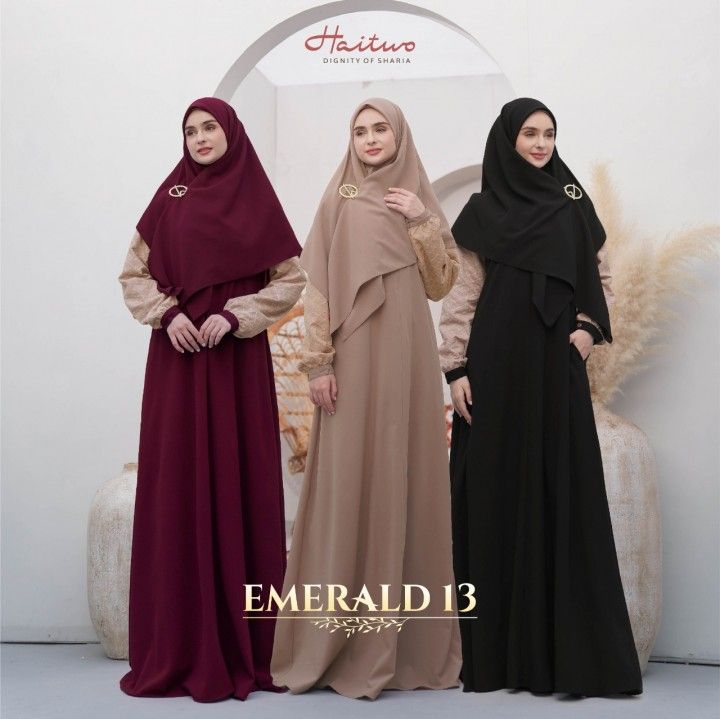 HAITWO SET GAMIS + HIJAB SYAR'I TERBARU - EMERALD 013 | Lazada Indonesia