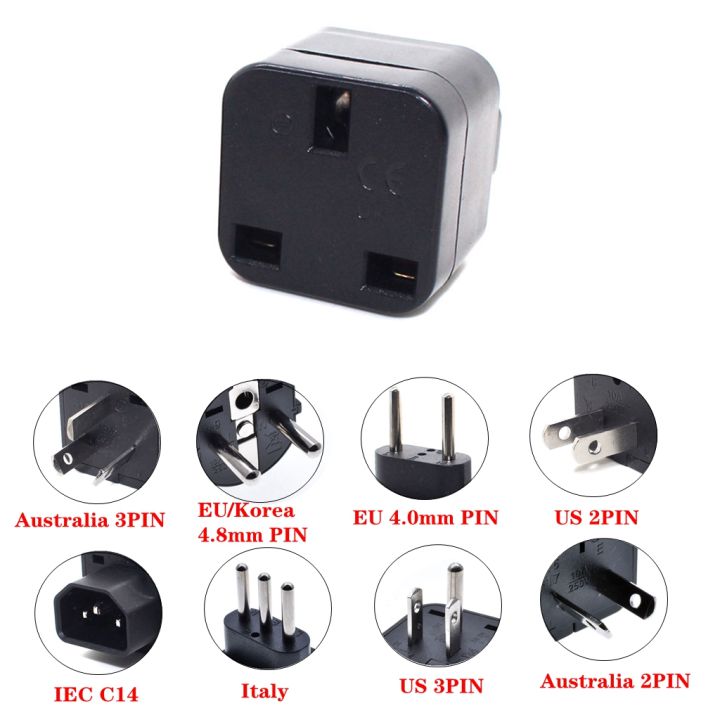 Universal UK To US/AU/ EU/Italy/C14 plug Travel Wall AC Power Charger Outlet Adapter Converter 2 ...
