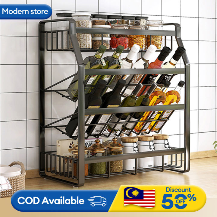 Stainless Steel Seasoning Bottle Rack Rak Rempah Kitchen Spice Rack ...