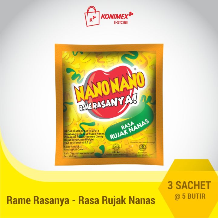 Nano Nano permen Manisan buah rasa Rujak Nanas - 3 sachet Rame Rasanya ...