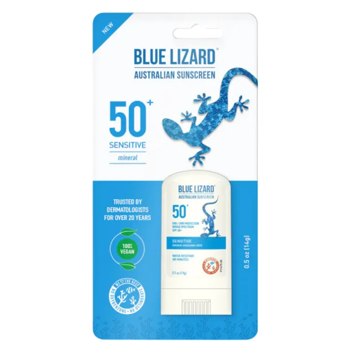 BLUE LIZARD Sensitive Mineral Sunscreen Stick with Zinc Oxide SPF 50 ...