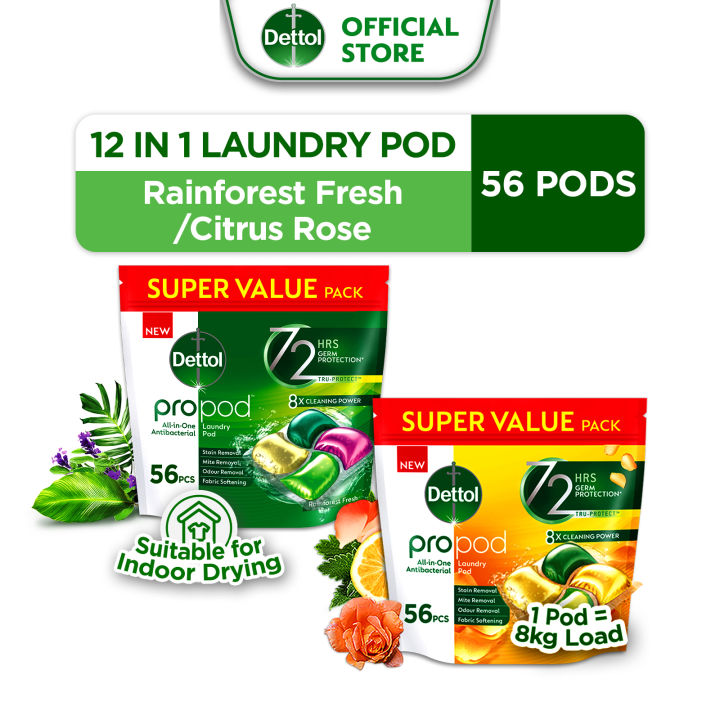 [Stain Removal] Dettol Propod™ All-in-One Laundry Capsule 56s Laundry ...
