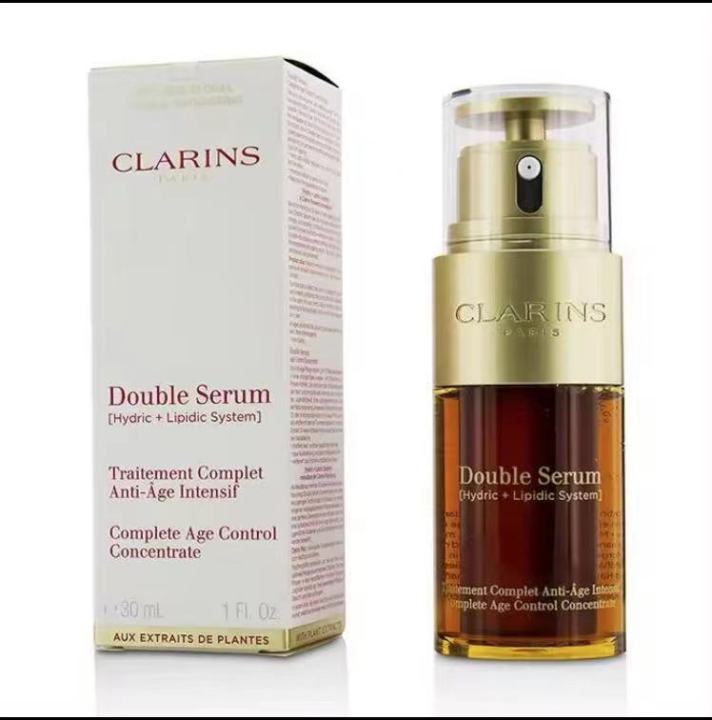Clarins Double Serum [Hydric + LipidicSystem Complete Age Control Concentrate(8th Generation)1oz ...