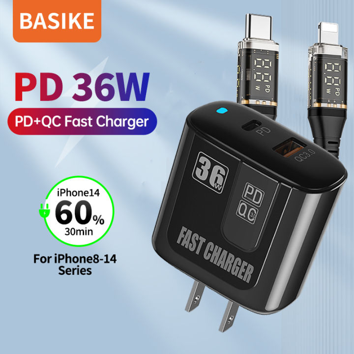 BASIKE【ประกัน 1ป】หัวชาร์ทไว type c PD หัวชาร์จเร็ว 36w หัวชาร์จไอโฟน ชุดชาร์จเร็ว QC4.0 Adapter ...