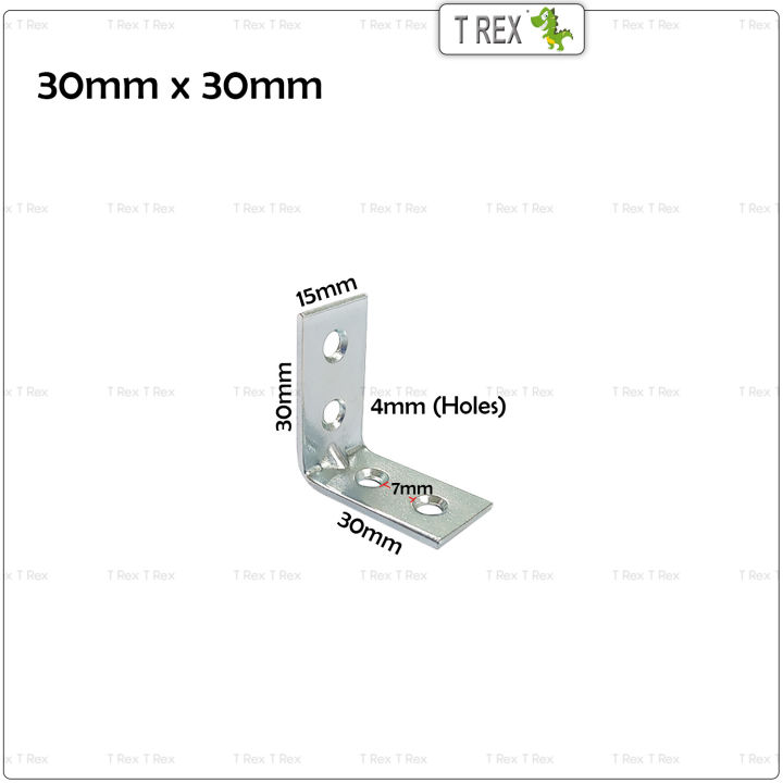 T Rex DIY 15mm Zinc Steel Metal Angle L Bracket / L Shape Shelve Corner Brace / Angle Bracket ...