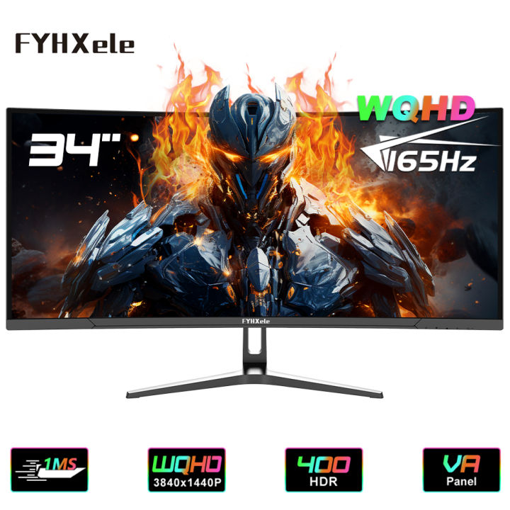 FYHXele 34 inch computer monitor curved monitor WQHD 165Hz gaming ...