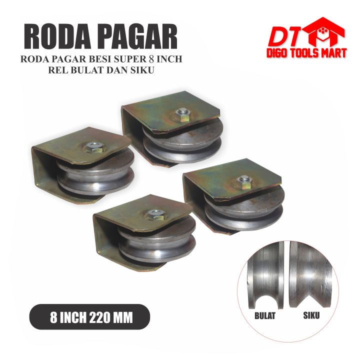 Roda Pagar As Besi Super Tebal 8 Inci Rel Bulat Dan Rel Siku 1pcs ...
