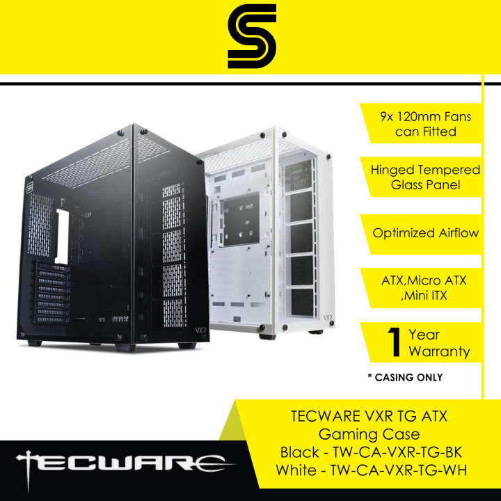 Tecware Vxr Tg Atx Gaming Case Black White Lazada