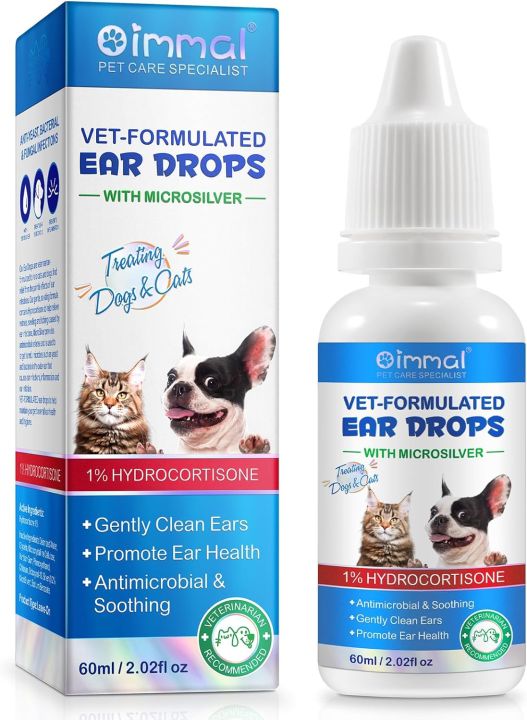 Ear Infection Treatment Drops for Dogs and Cats,with 1% Hydrocortisone ...