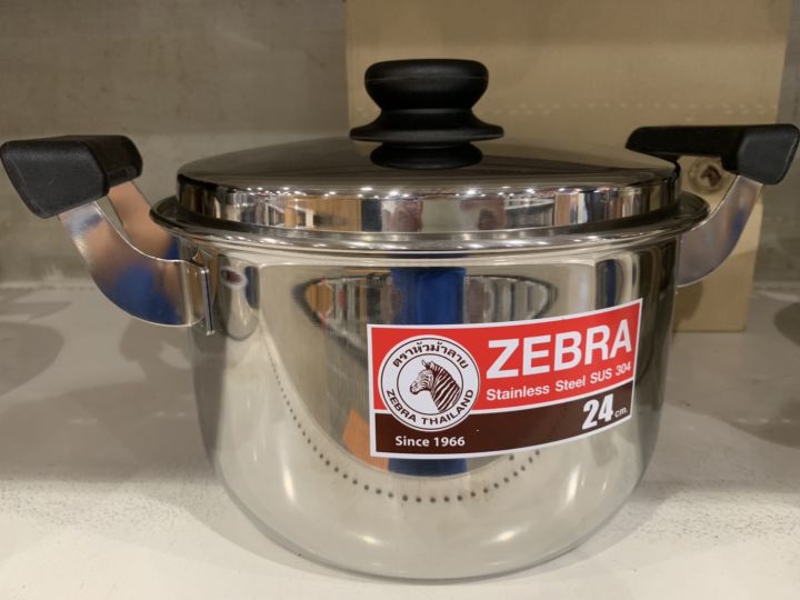 Zebra หม้อหุงต้ม 2 หู carry สแตนเลส ตราหัวม้าลาย ขนาด 24 ซม. หม้อหุงต้ม ...