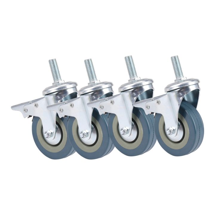 (IENF) Heavy Duty 75mm Swivel Castor with Brake Trolley Casters wheels ...