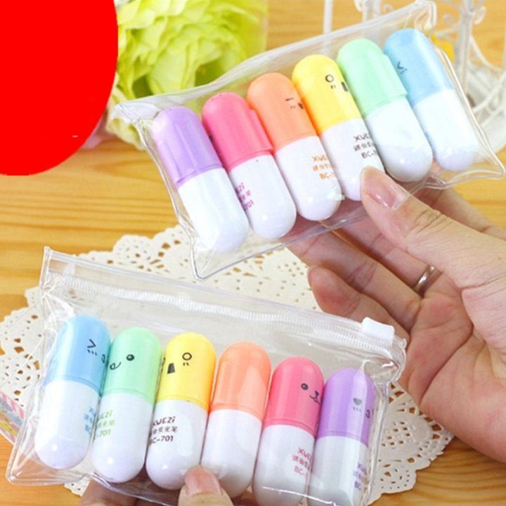 6pcs/bag Highlighter Colored Marker Pens Creative Design Painting ...