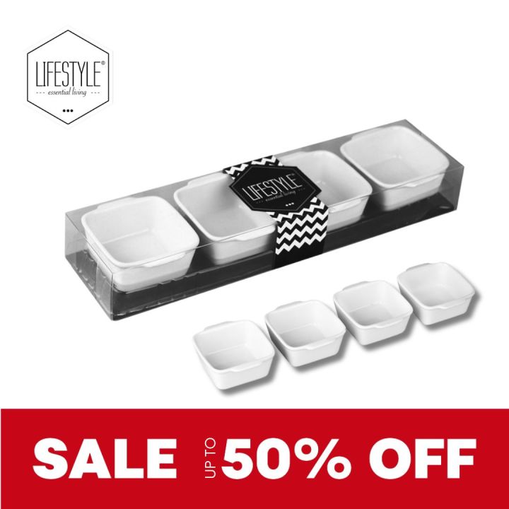 Lifestyle Porcelain 4pcs Square Serving Set Dish cs | Lazada PH