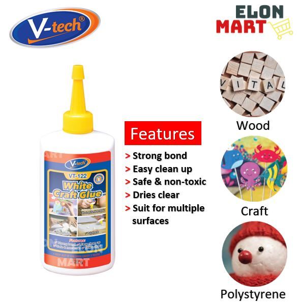 V-Tech VT-122 White Craft Glue Multi-Purpose PVA Adhesive125g | Lazada