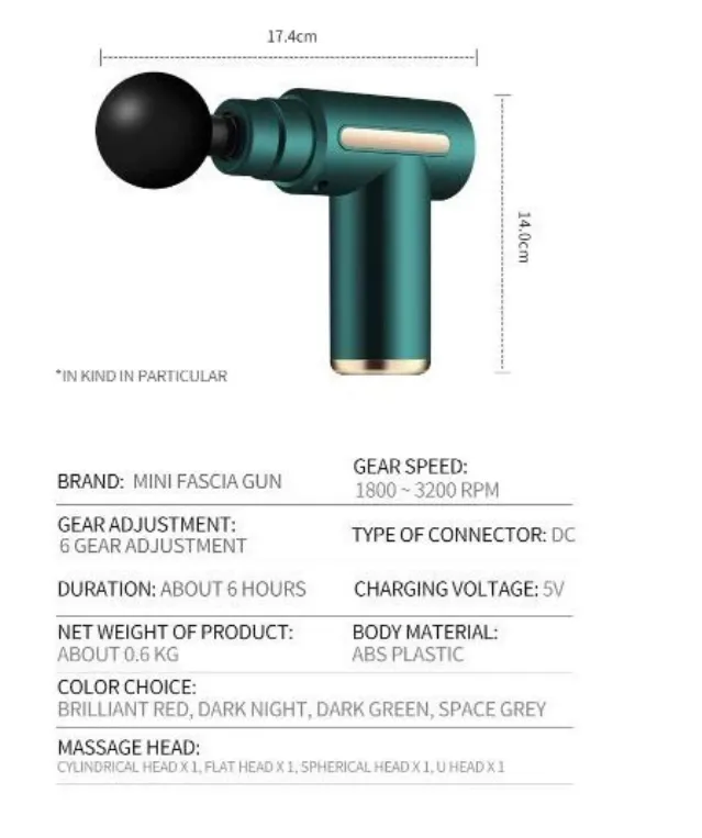 Portable 6 Speed Mini Massage Gun With 4 Head Compact Size Muscle ...