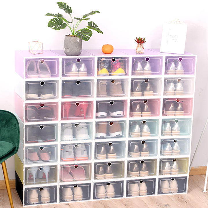 Everwarm Acrylic Transparent Stackable Shoe Box Foldable Shoes Rack ...