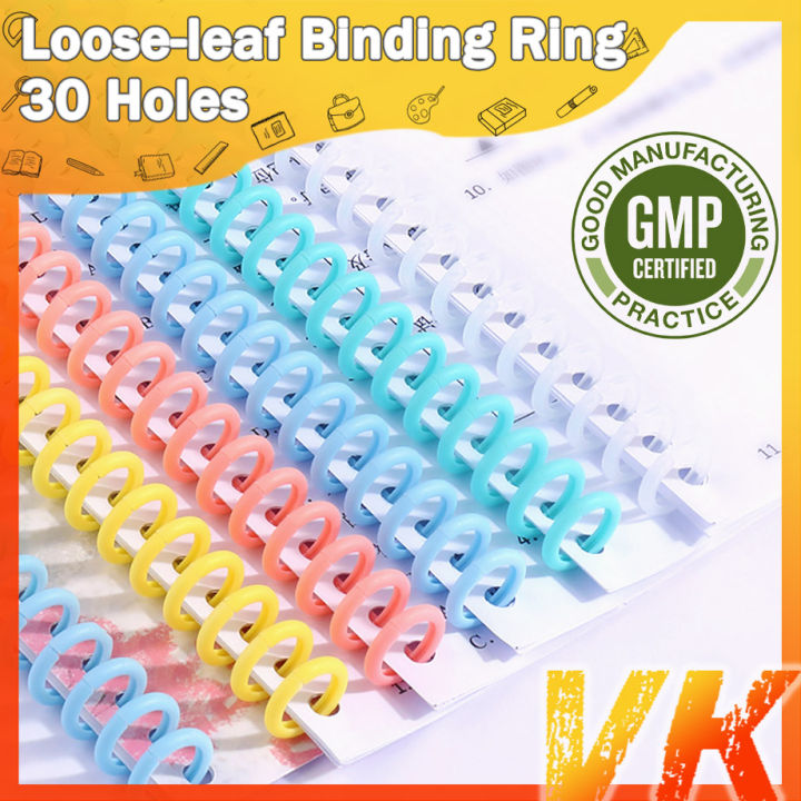 VK 30Holes Loose-leaf Plastic Binder Ring Spiral Binder Strip Notebook ...