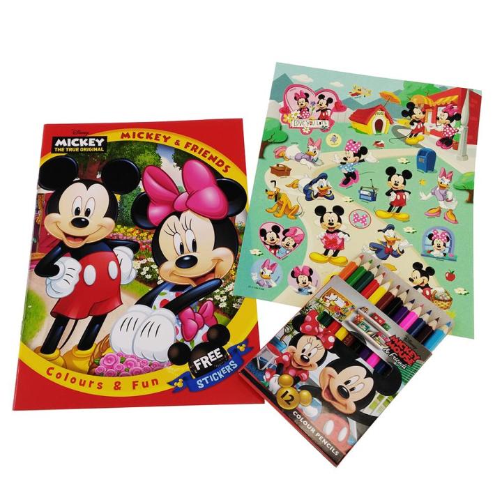DISNEY MICKEY & FRIENDS COLORING BOOK WITH COLOR PENCIL SET | Lazada
